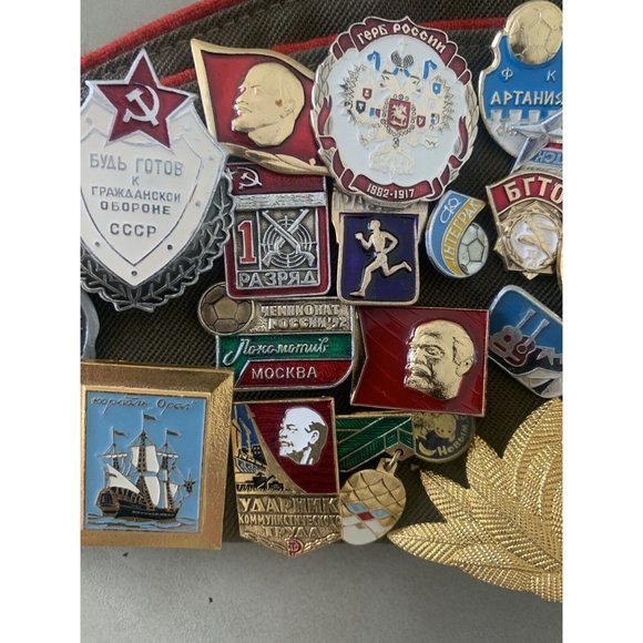 Accessories | Vintage Russian Military Hat Cap56 W 53 Pins Patches ...